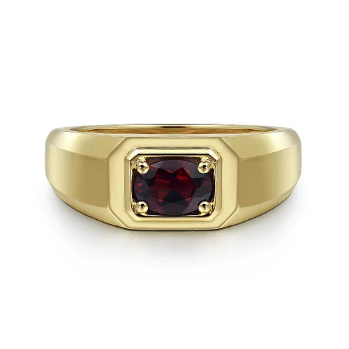 14K Gold Garnet Men's Ring in Sand Blast Finish – Firstpeoplesjewelers.com